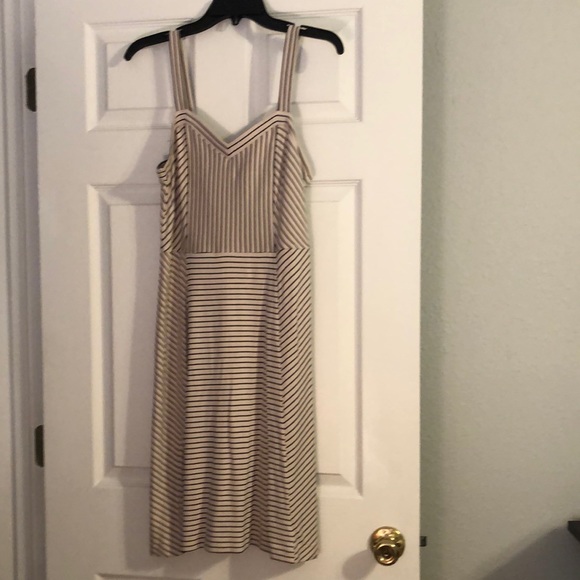 LOFT | Dresses | Loft Cream And Black Stripe Sun Dress | Poshmark